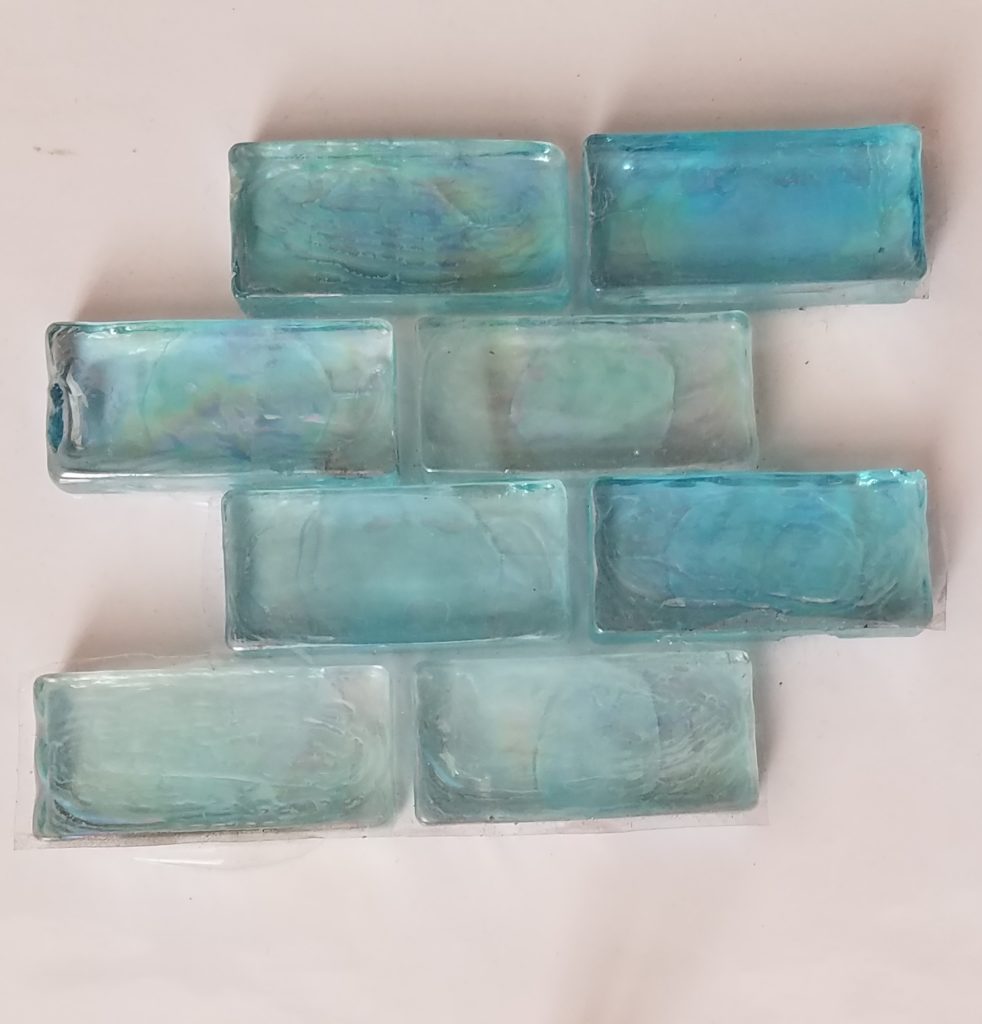 Pure reflection tourmaline 1×2 on mesh Glass Mosaics 236 – Travertine ...